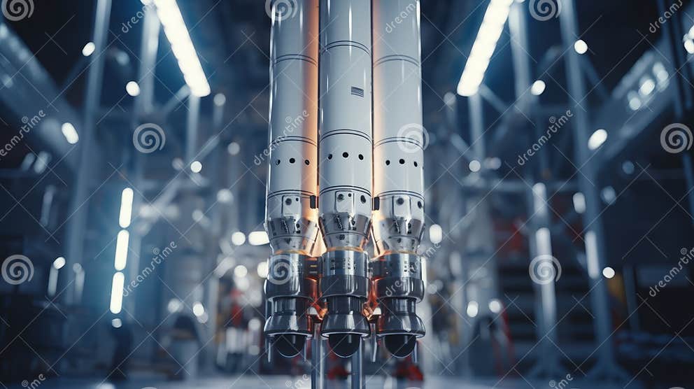 A Futuristic Rocket Launchpad with Multiple Rockets Ready for Launch ...