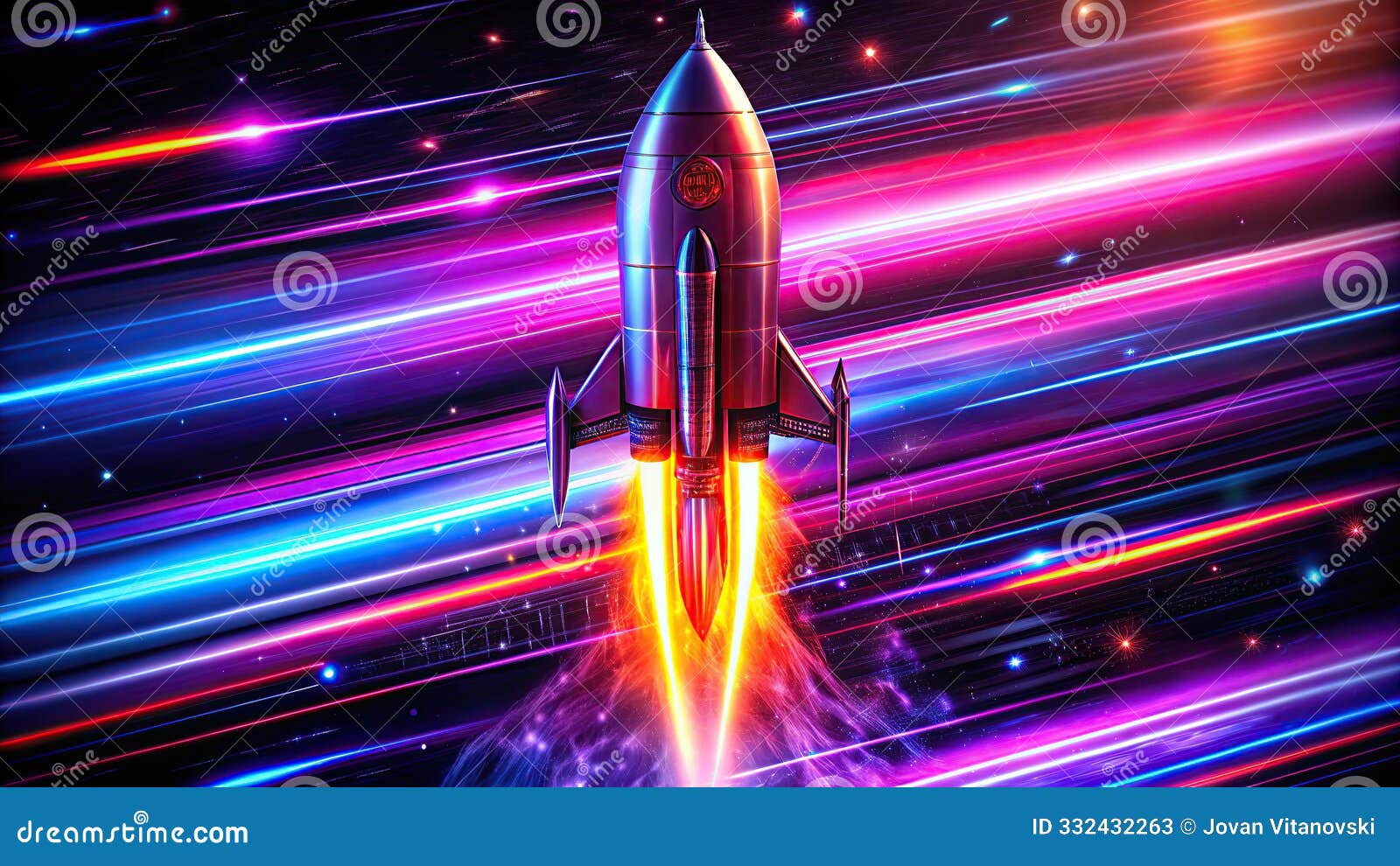 Futuristic Rocket Soaring through Space at Incredible Speed Stock ...