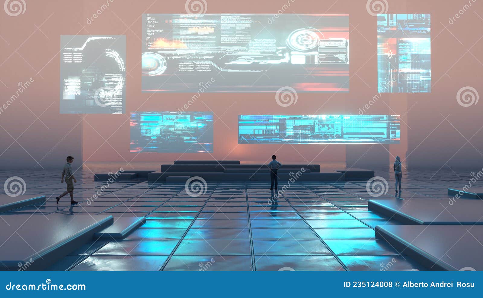 Futuristic room data stock illustration. Illustration of future - 235124008