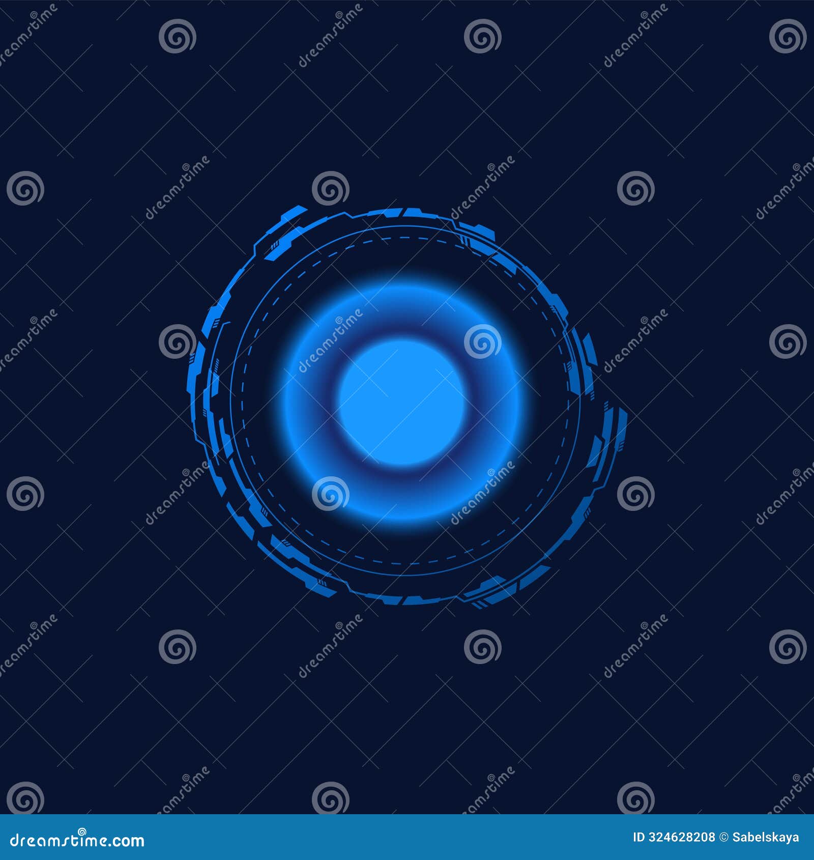 Futuristic Round Frame, Touch Effect, Vector Digital Circuit Border ...