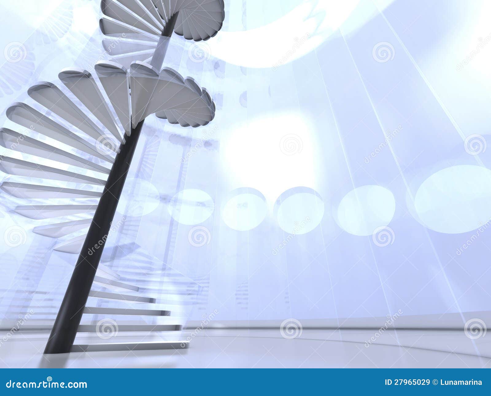 Futuristic Round Indoor with Glass Spiral Staircase Stock Illustration ...