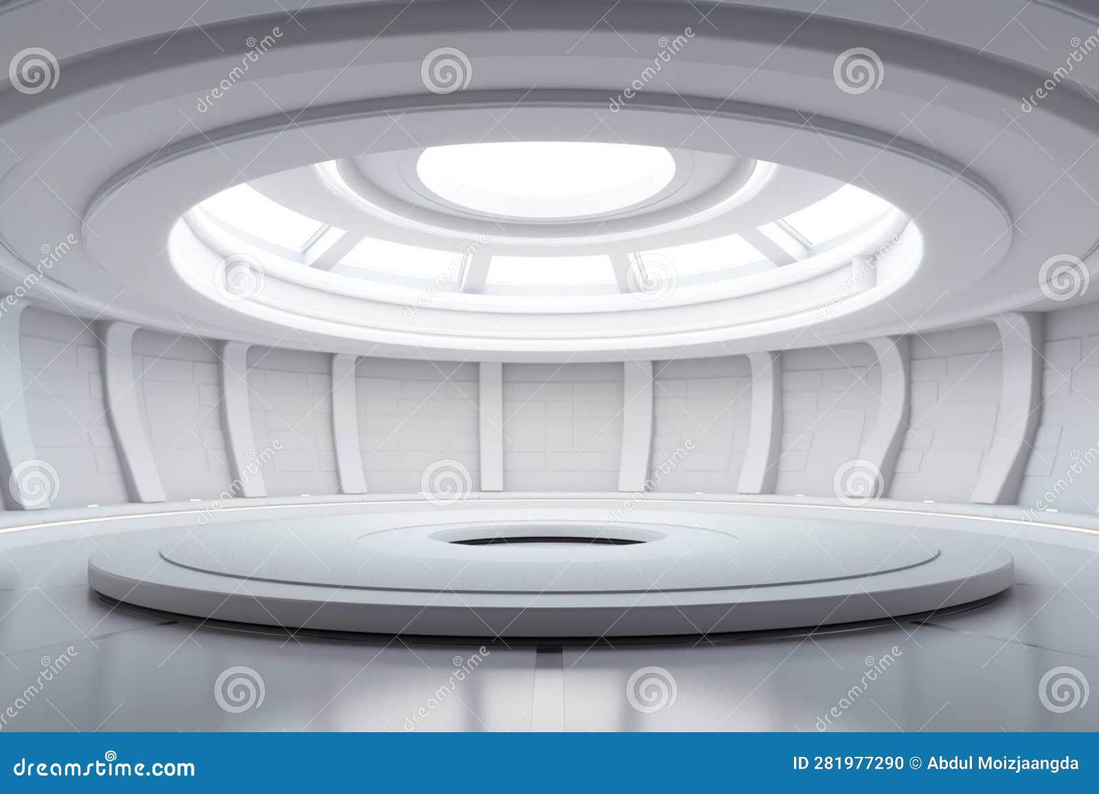 Futuristic Round-shaped Room with an Empty and Unfurnished Interior ...