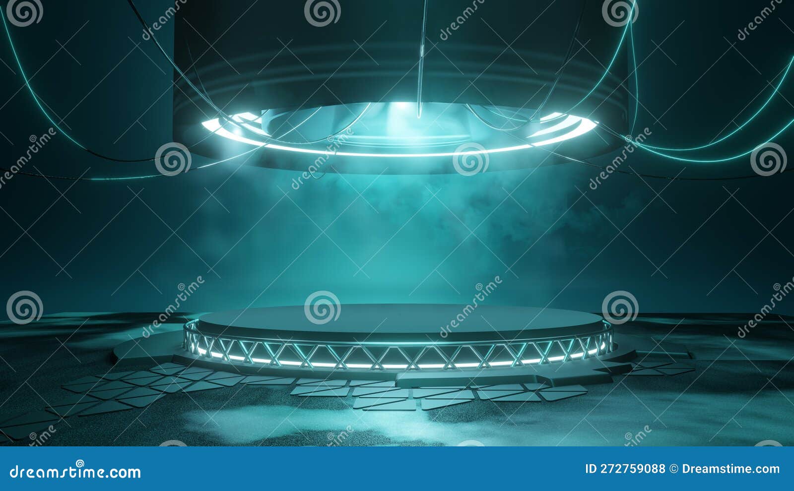 Futuristic Round Stage Platform with Lighting Stock Illustration ...