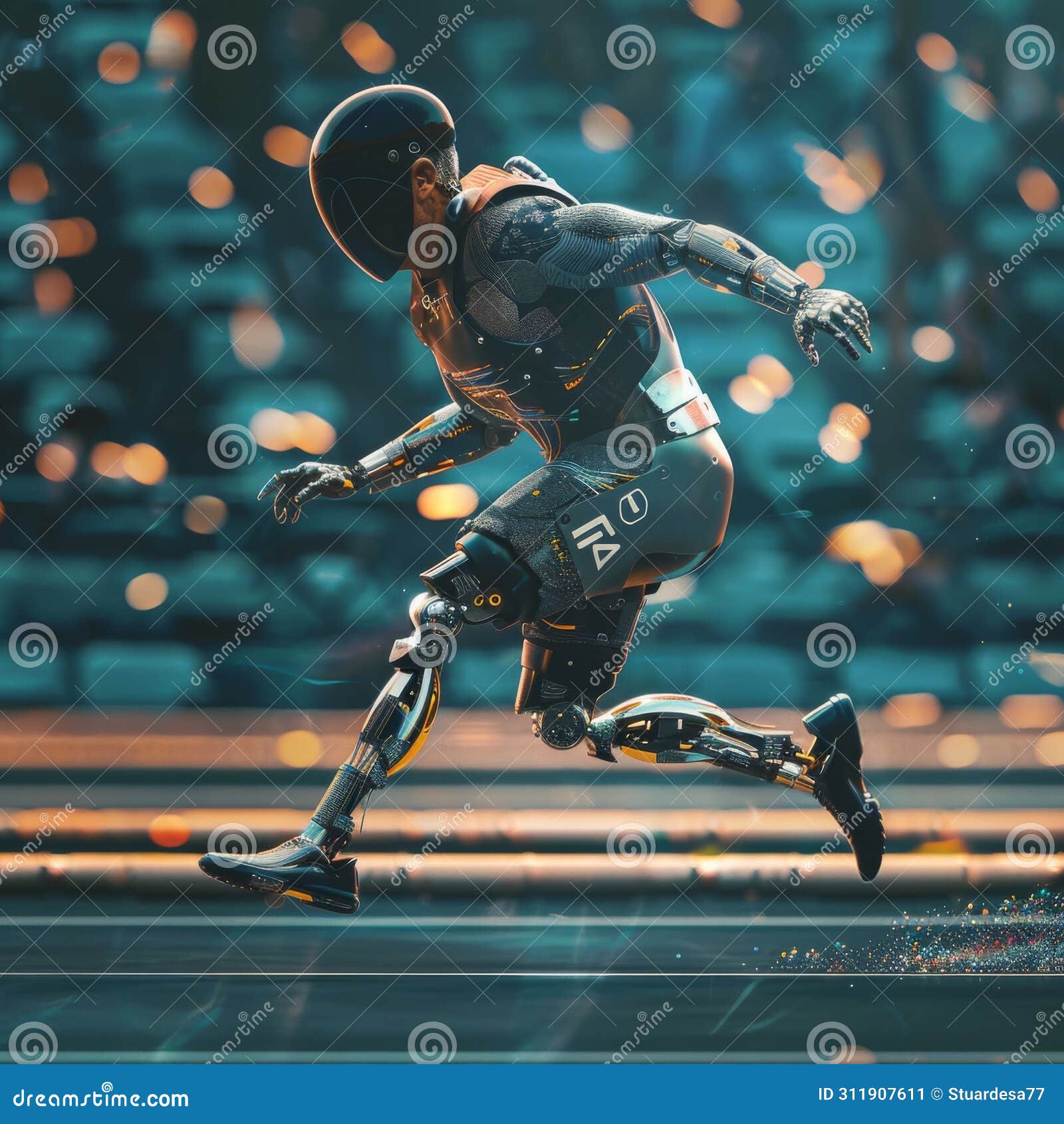 Futuristic Runner in Motion Stock Illustration - Illustration of power ...