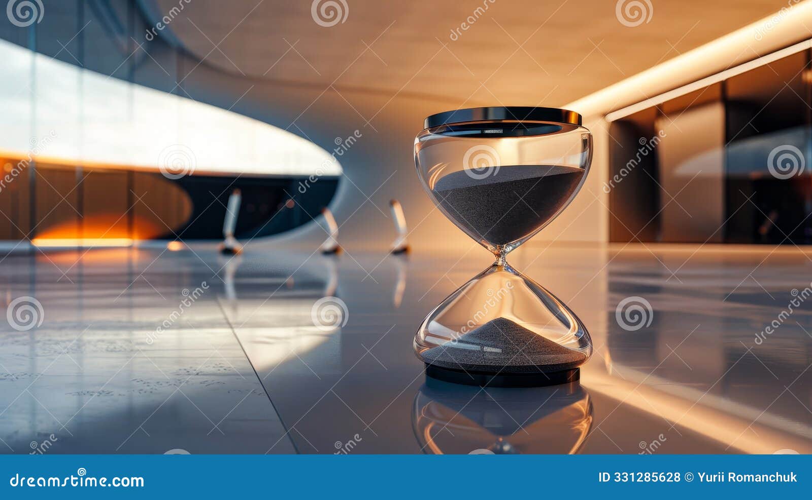 Futuristic Sand Timer Nearly Empty, Modern Design Emphasizes Low Sand ...