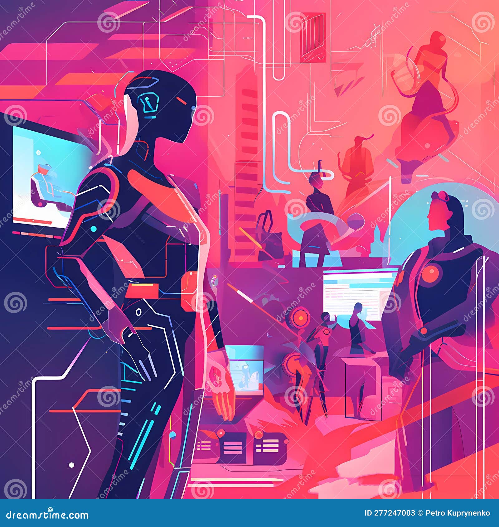 A Futuristic Scene with High-tech Devices and Robots, Stock ...