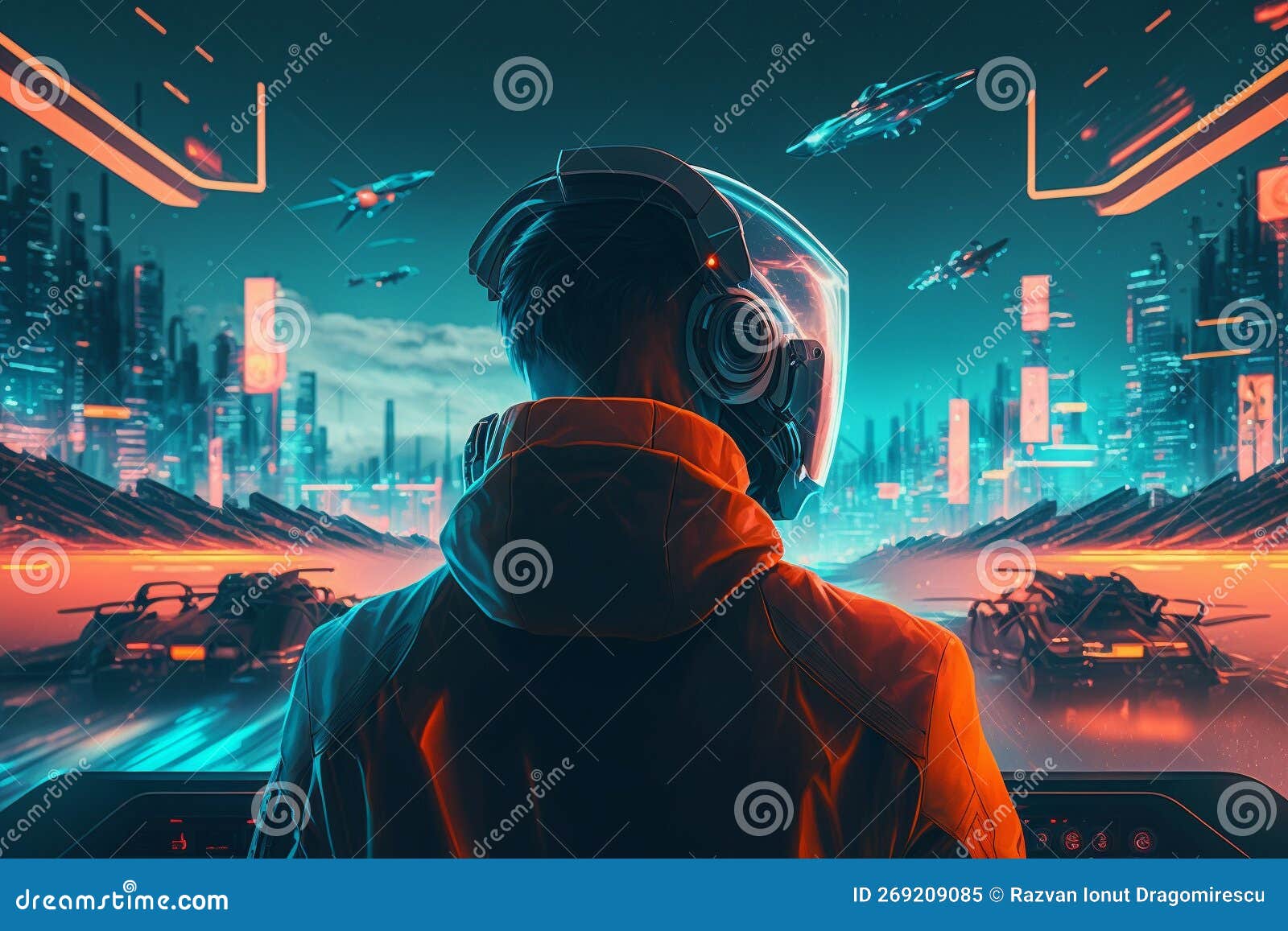 Futuristic Scenery with 3D Elements, Featuring Advanced Buildings and ...