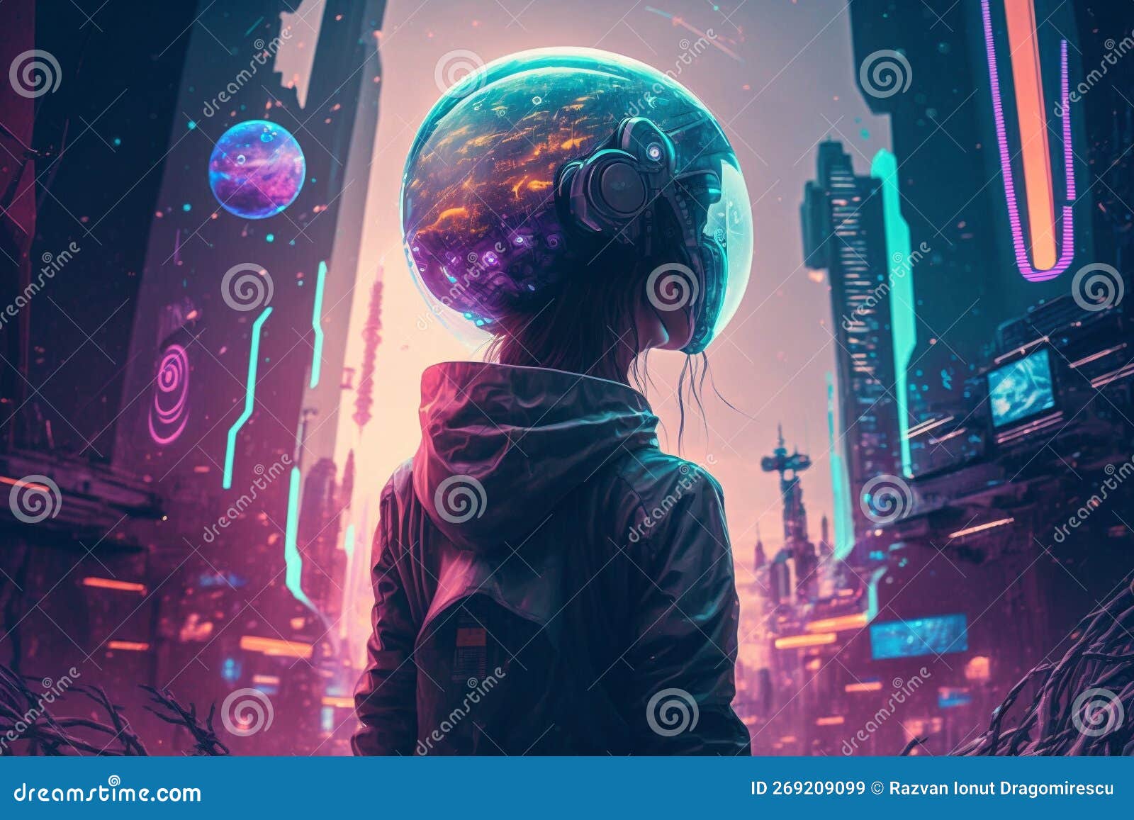 Futuristic Scenery with 3D Elements, Featuring Advanced Buildings and ...