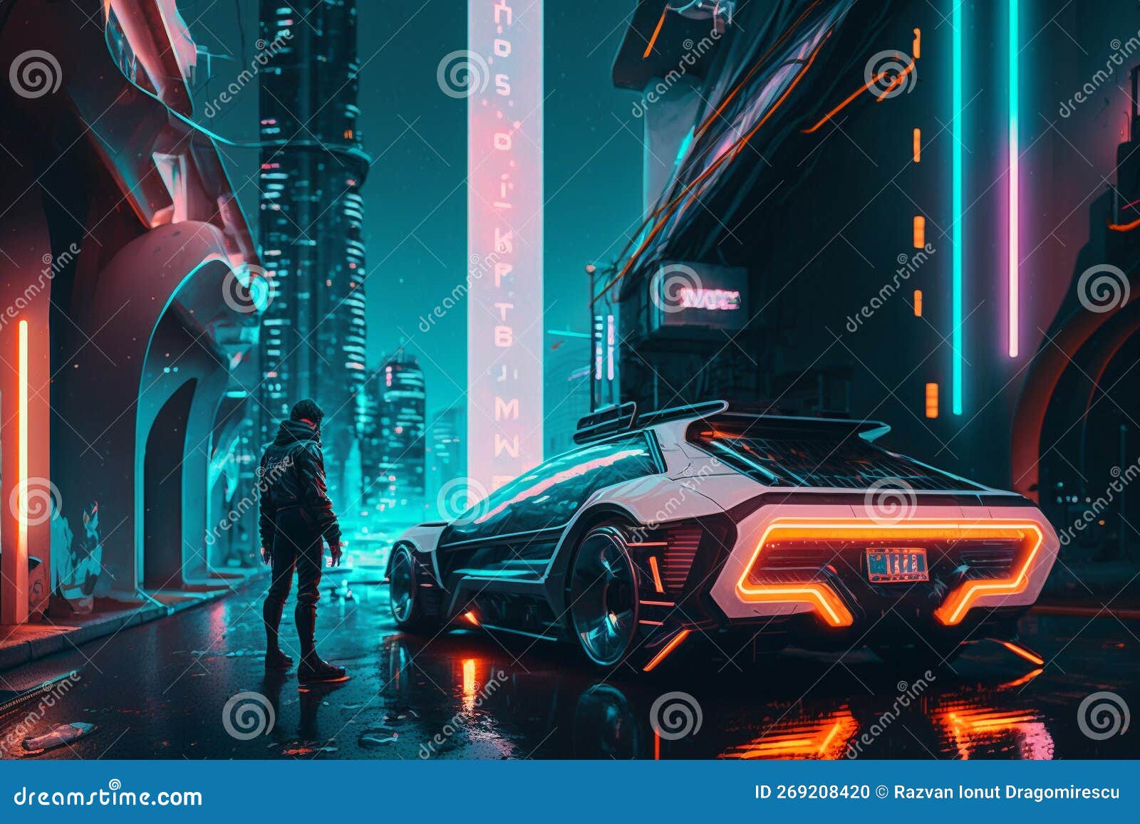 Futuristic Scenery with 3D Elements, Featuring Advanced Buildings and ...