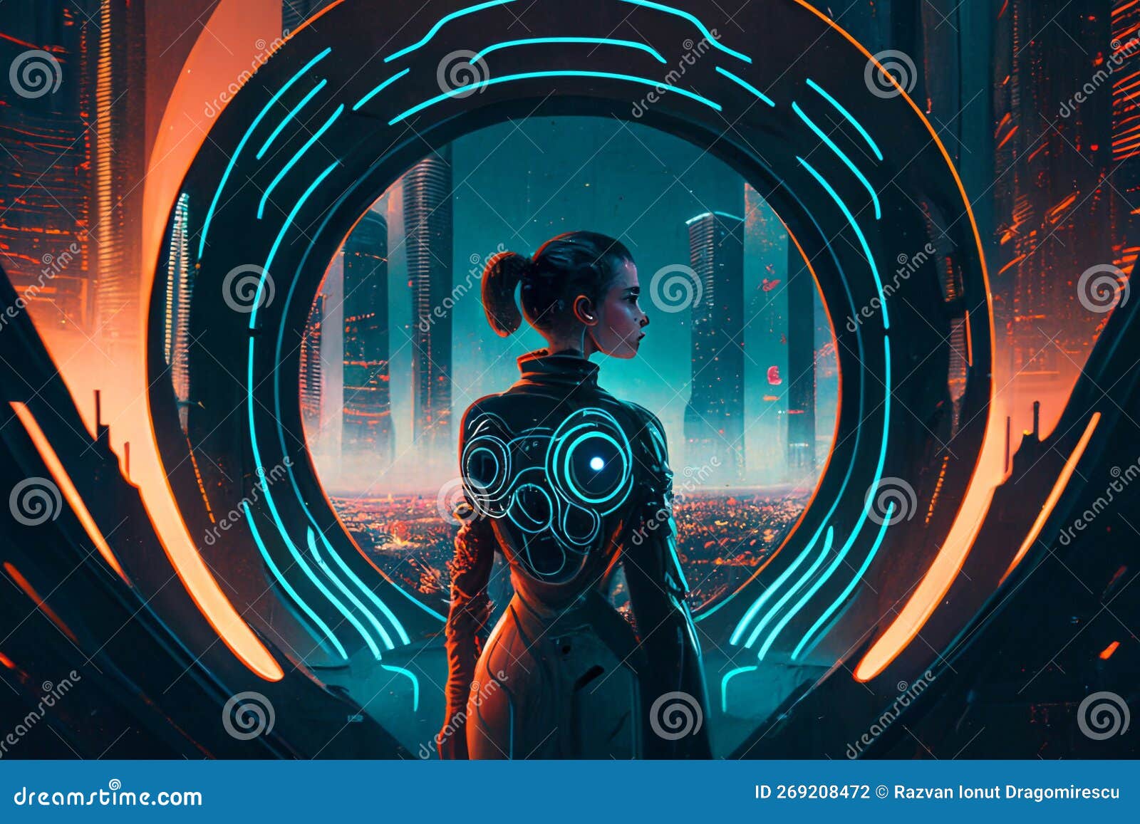 Futuristic Scenery with 3D Elements, Featuring Advanced Buildings and ...