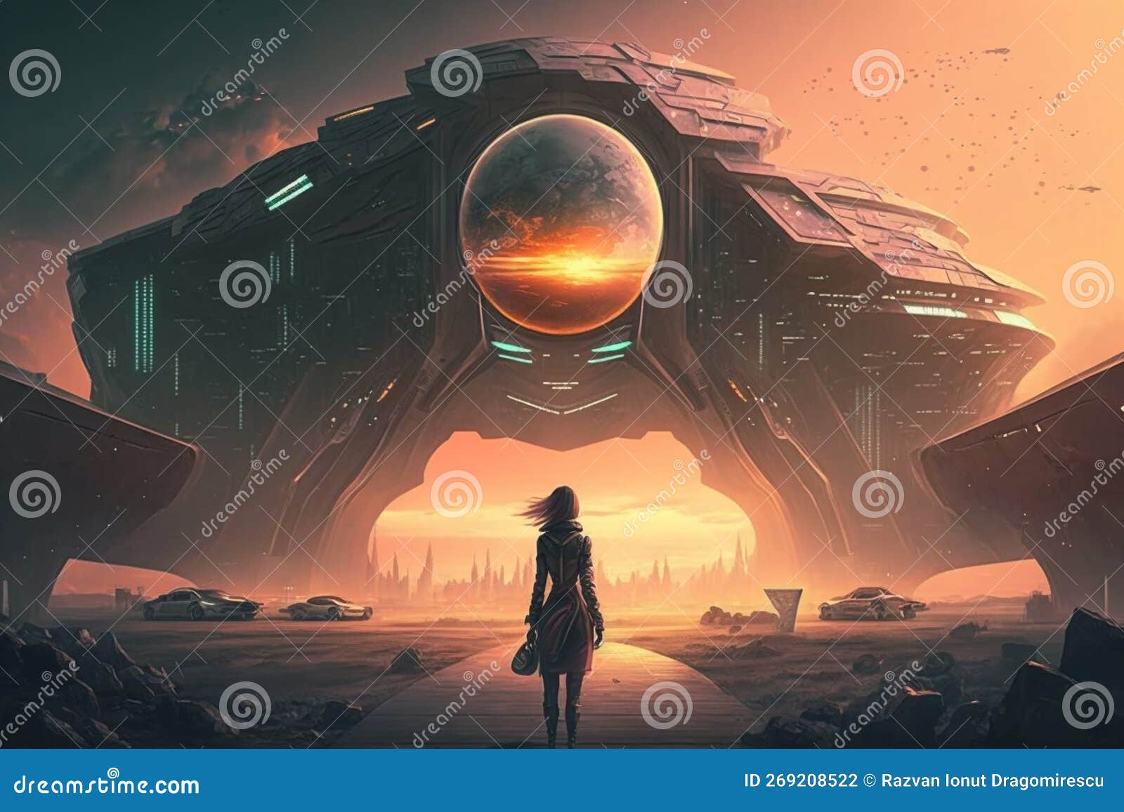 Futuristic Scenery with 3D Elements, Featuring Advanced Buildings and ...