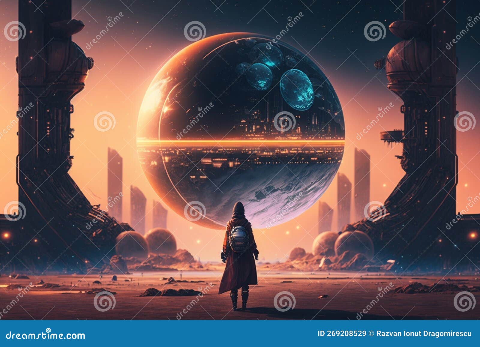 Futuristic Scenery with 3D Elements, Featuring Advanced Buildings and ...