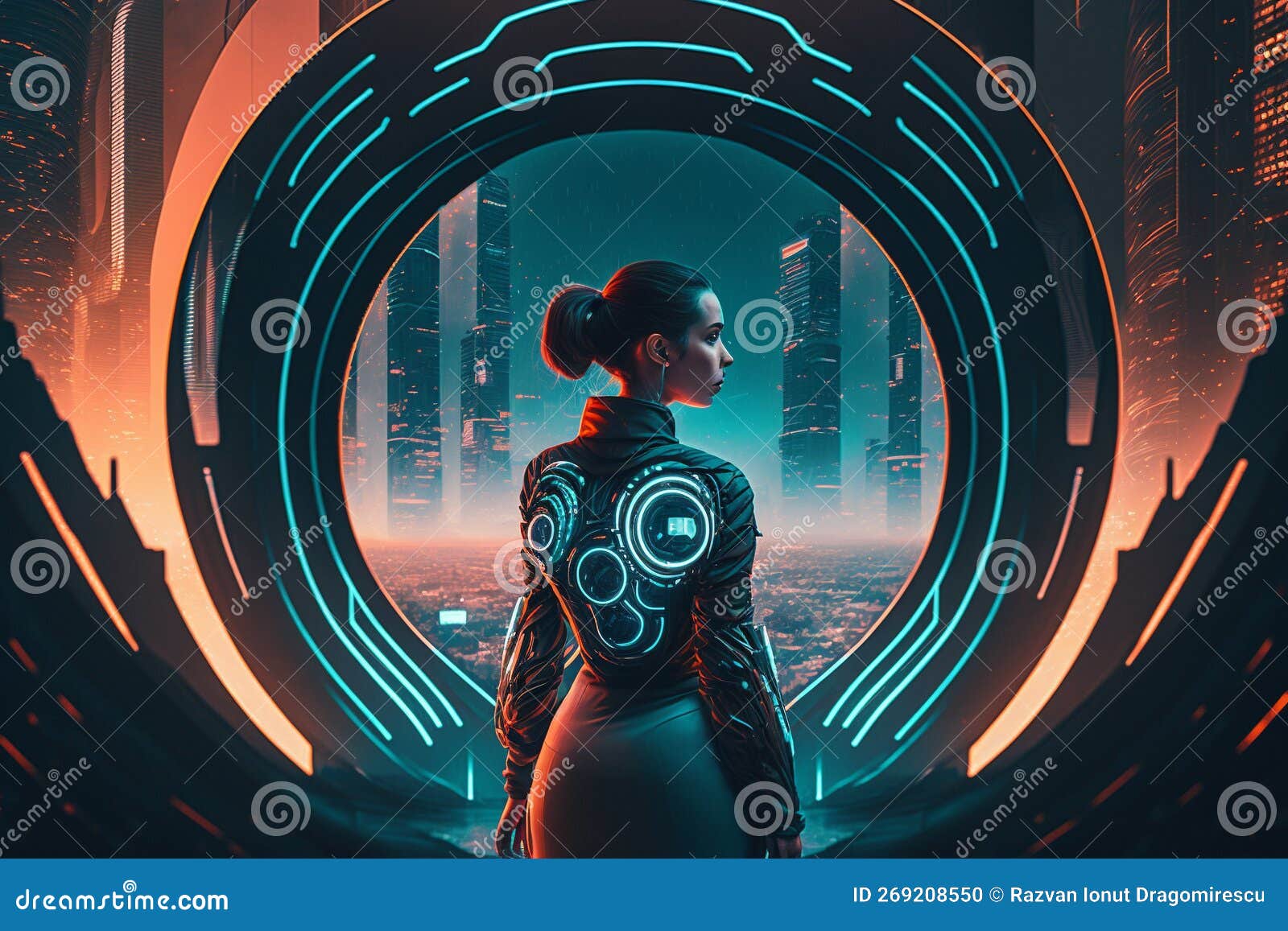 Futuristic Scenery with 3D Elements, Featuring Advanced Buildings and ...