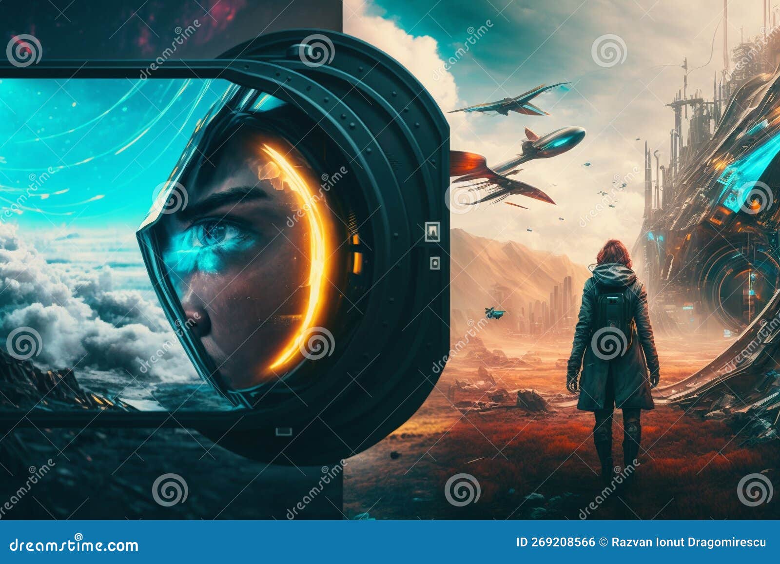 Futuristic Scenery with 3D Elements, Featuring Advanced Buildings and ...