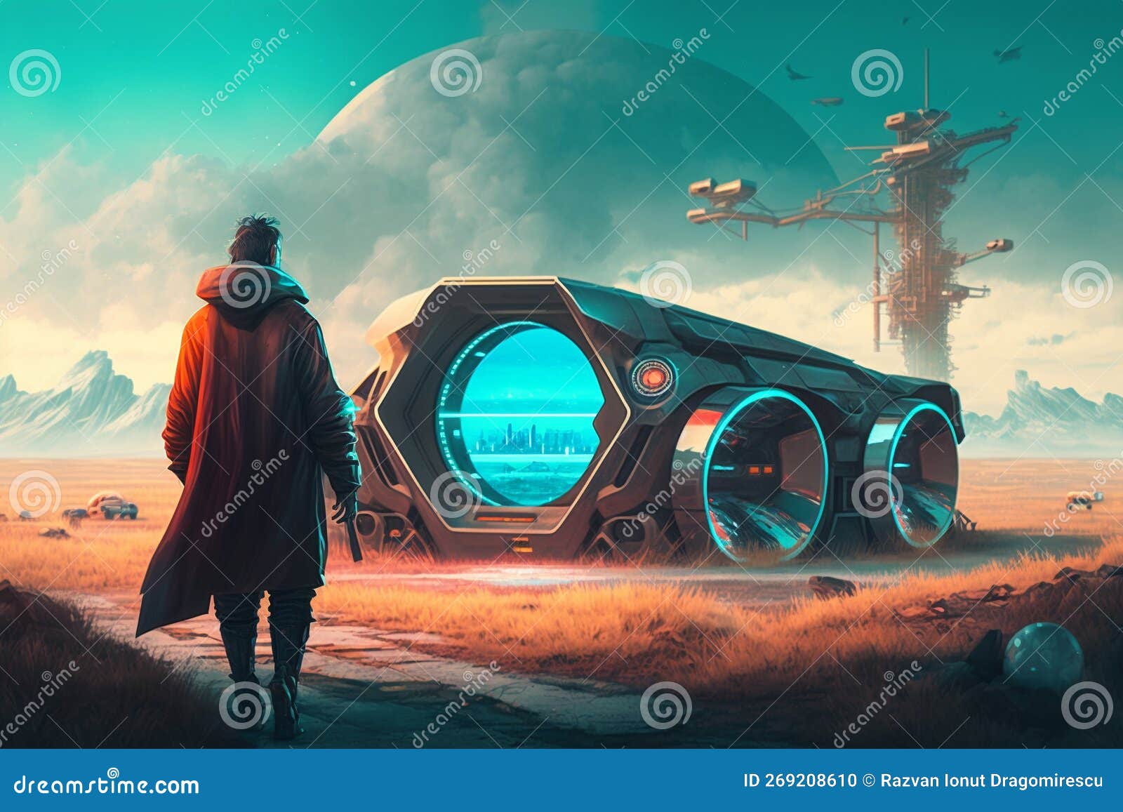 Futuristic Scenery with 3D Elements, Featuring Advanced Buildings and ...