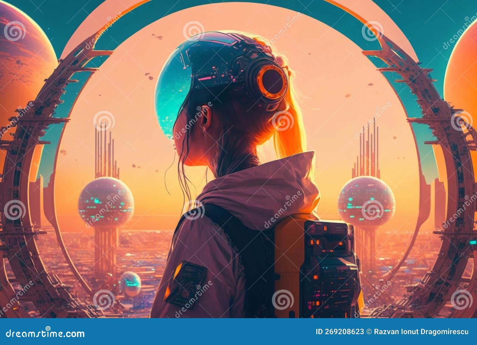 Futuristic Scenery with 3D Elements, Featuring Advanced Buildings and ...