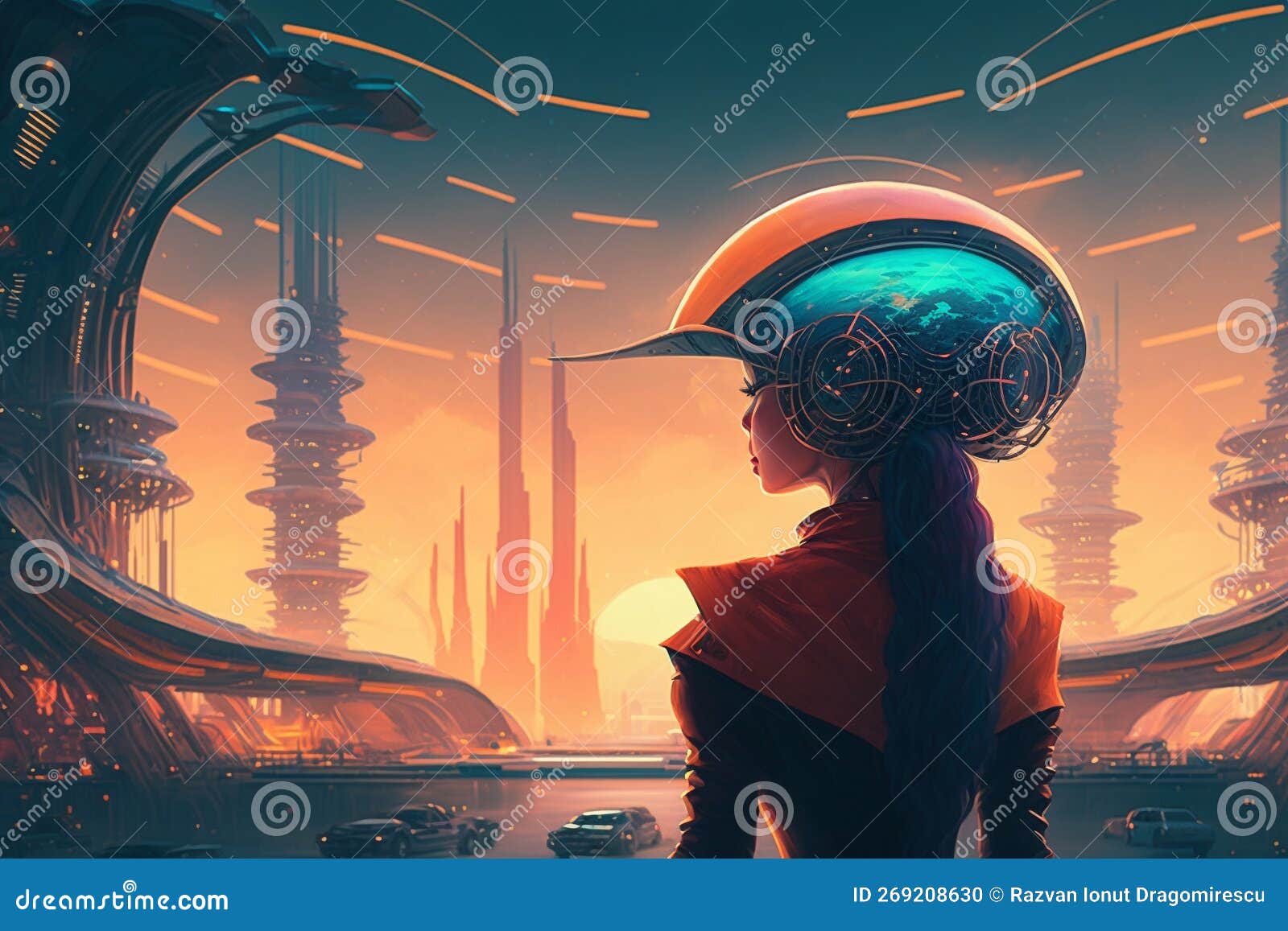 Futuristic Scenery with 3D Elements, Featuring Advanced Buildings and ...