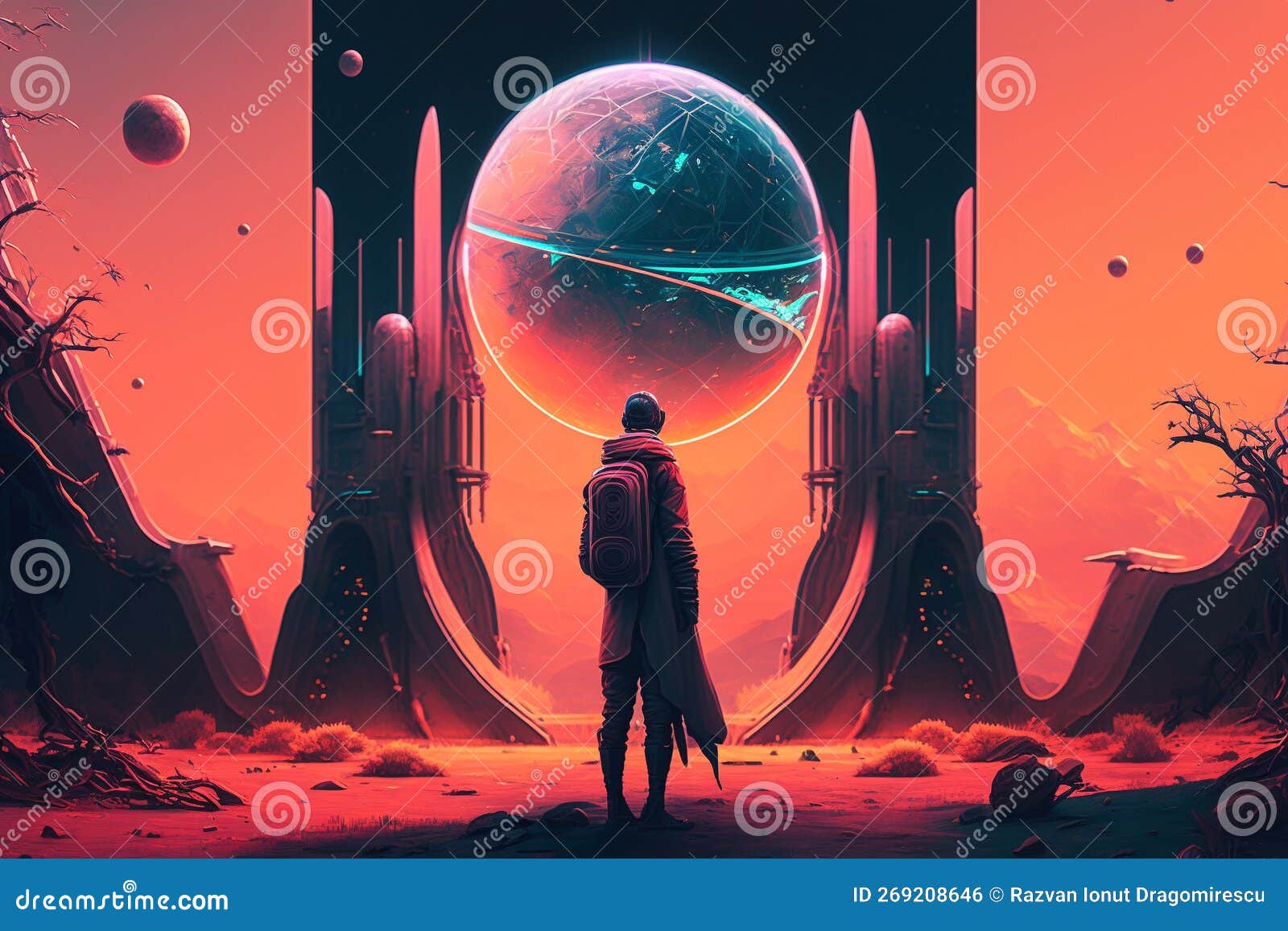 Futuristic Scenery with 3D Elements, Featuring Advanced Buildings and ...