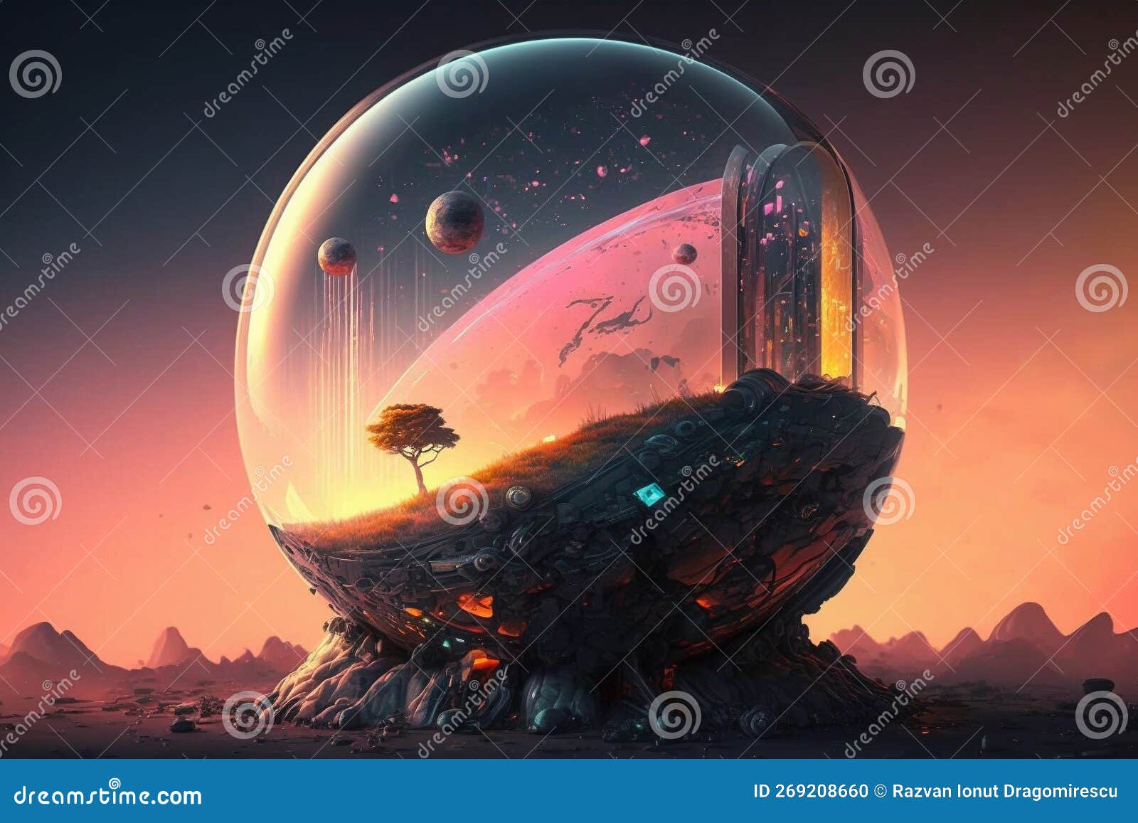 Futuristic Scenery with 3D Elements, Featuring Advanced Buildings and ...