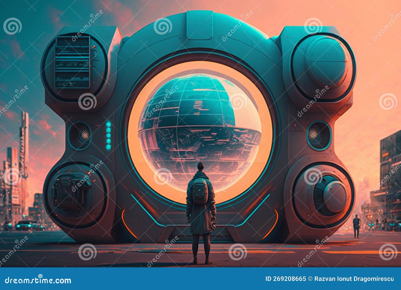 Futuristic Scenery with 3D Elements, Featuring Advanced Buildings and ...