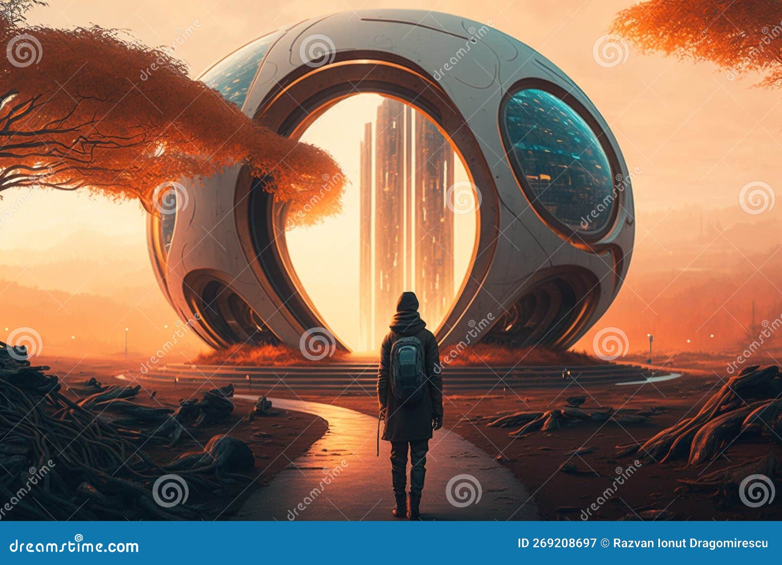 Futuristic Scenery with 3D Elements, Featuring Advanced Buildings and ...