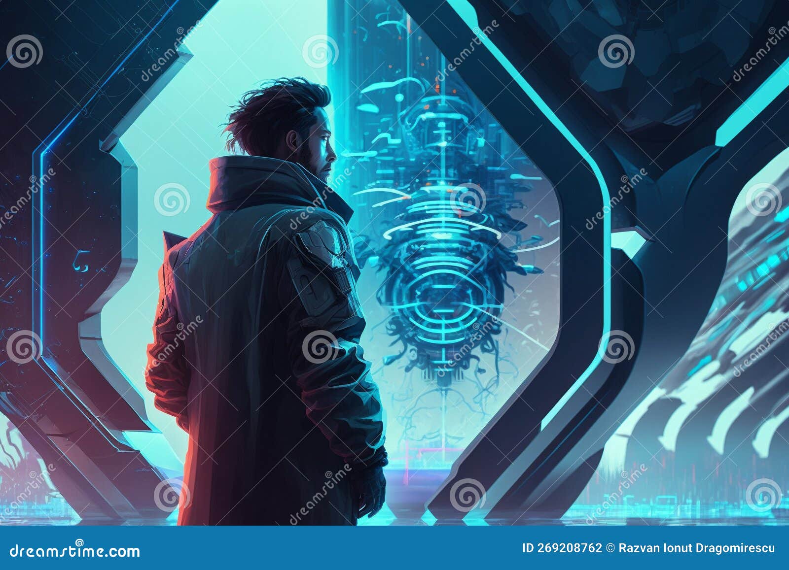 Futuristic Scenery with 3D Elements, Featuring Advanced Buildings and ...