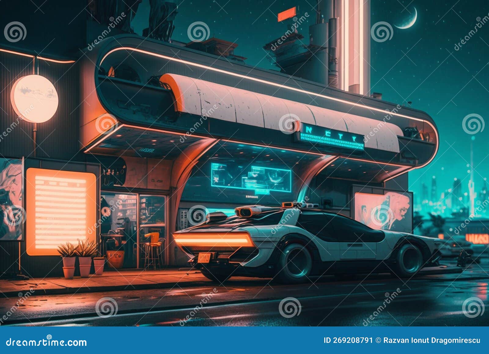 Futuristic Scenery with 3D Elements, Featuring Advanced Buildings and ...