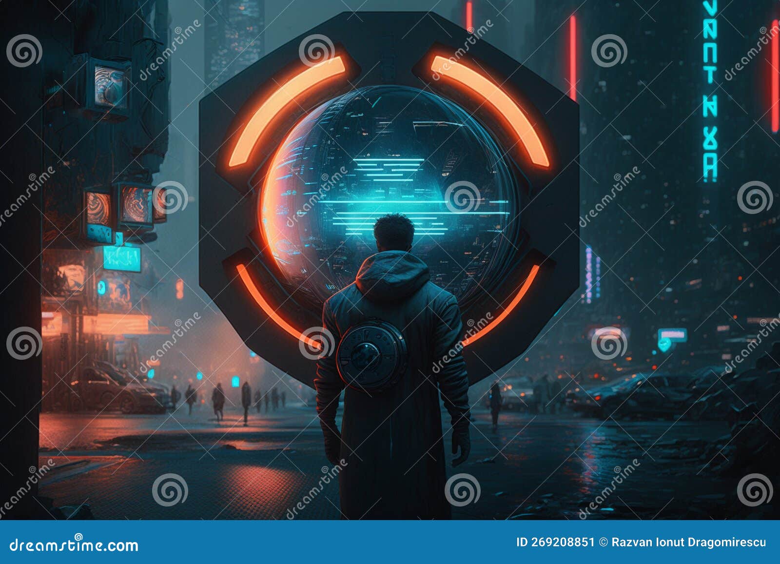 Futuristic Scenery with 3D Elements, Featuring Advanced Buildings and ...