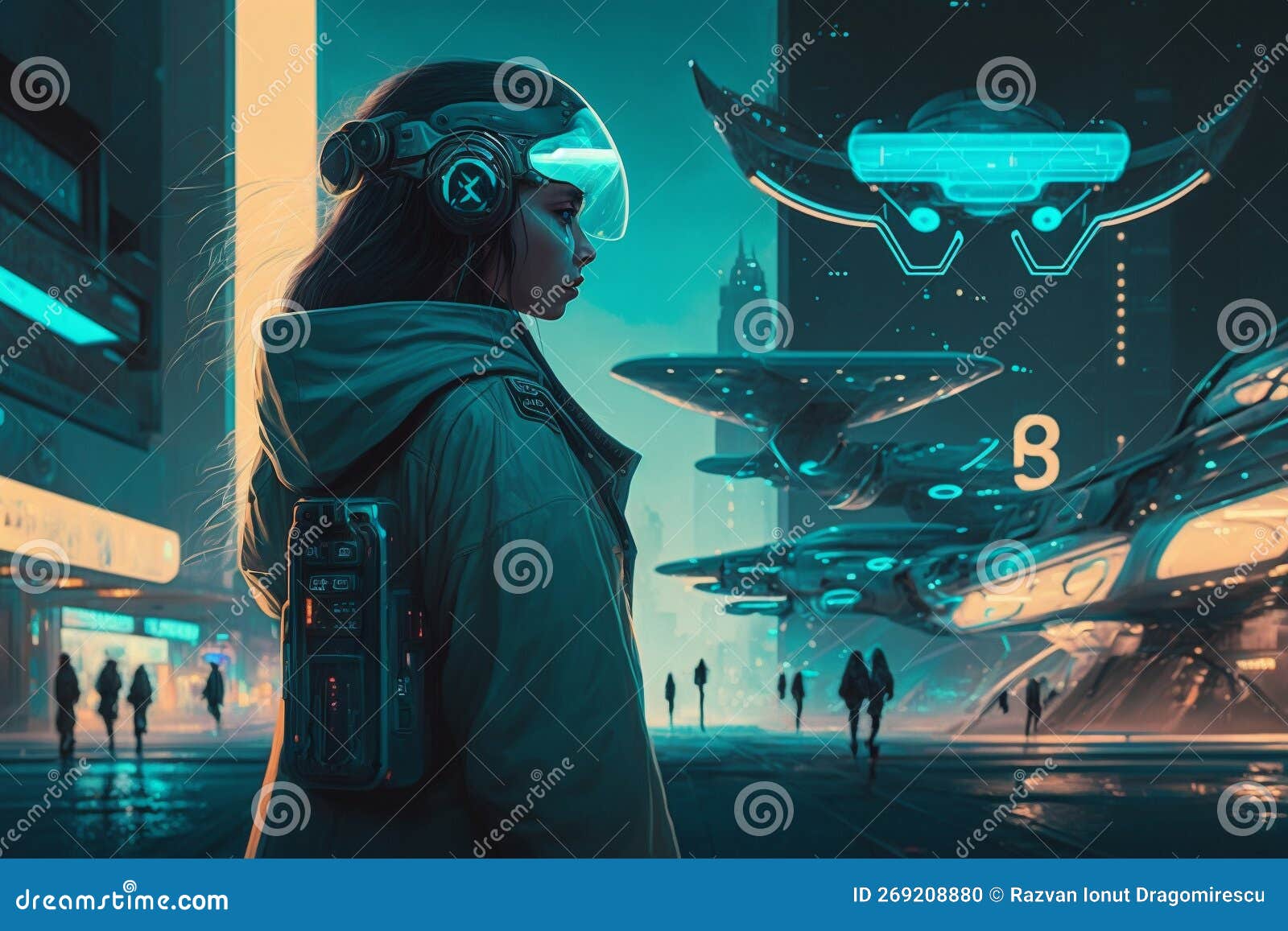 Futuristic Scenery with 3D Elements, Featuring Advanced Buildings and ...