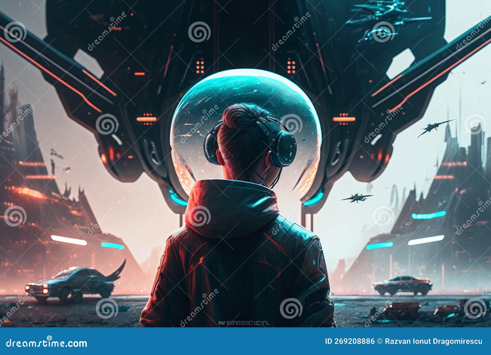 Futuristic Scenery with 3D Elements, Featuring Advanced Buildings and ...