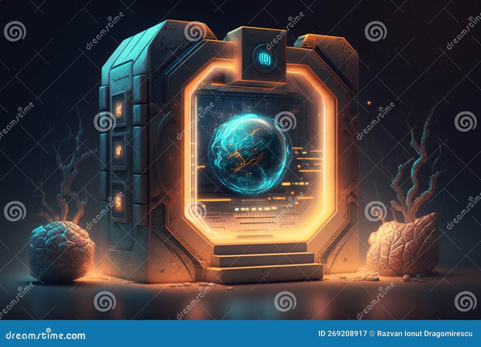Futuristic Scenery with 3D Elements, Featuring Advanced Buildings and ...