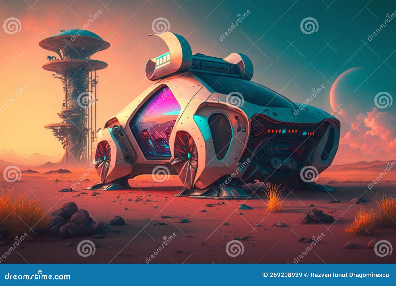 Futuristic Scenery with 3D Elements, Featuring Advanced Buildings and ...