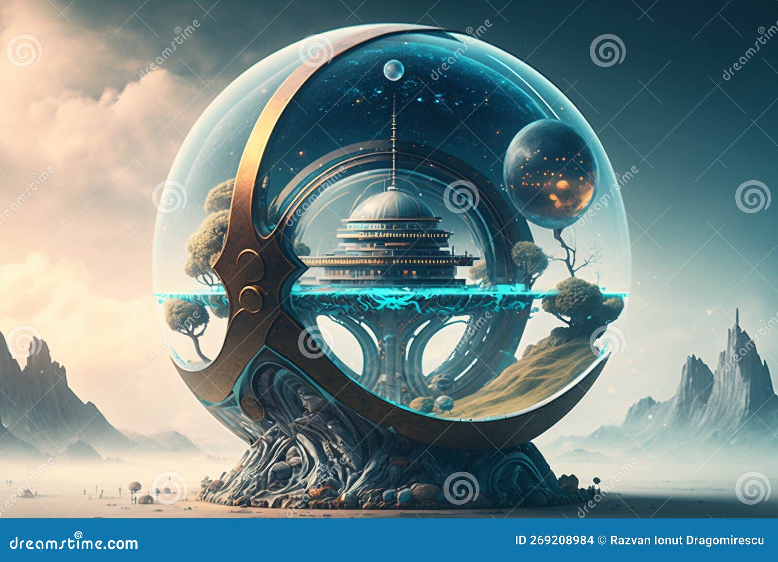 Futuristic Scenery with 3D Elements, Featuring Advanced Buildings and ...