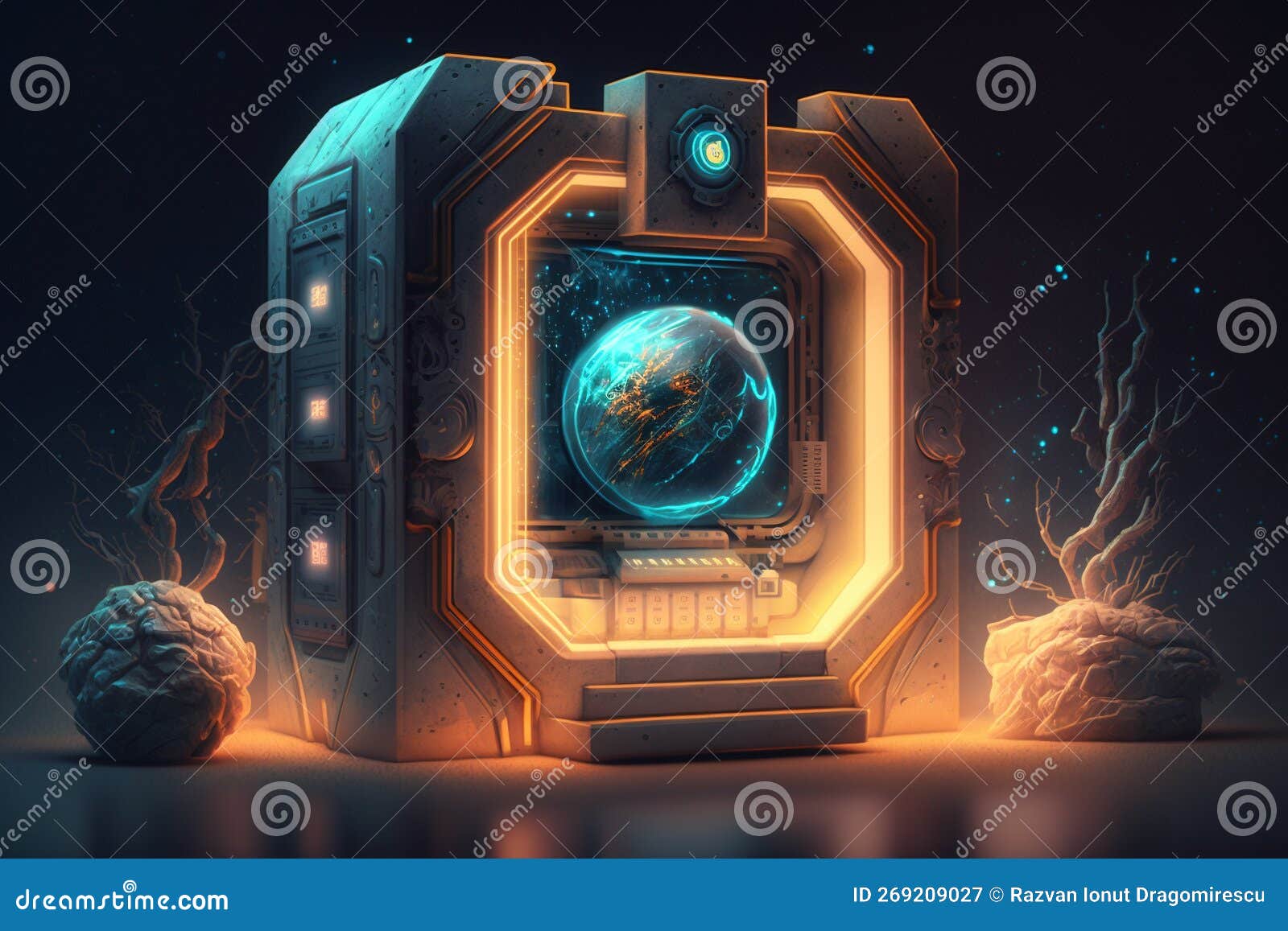 Futuristic Scenery with 3D Elements, Featuring Advanced Buildings and ...
