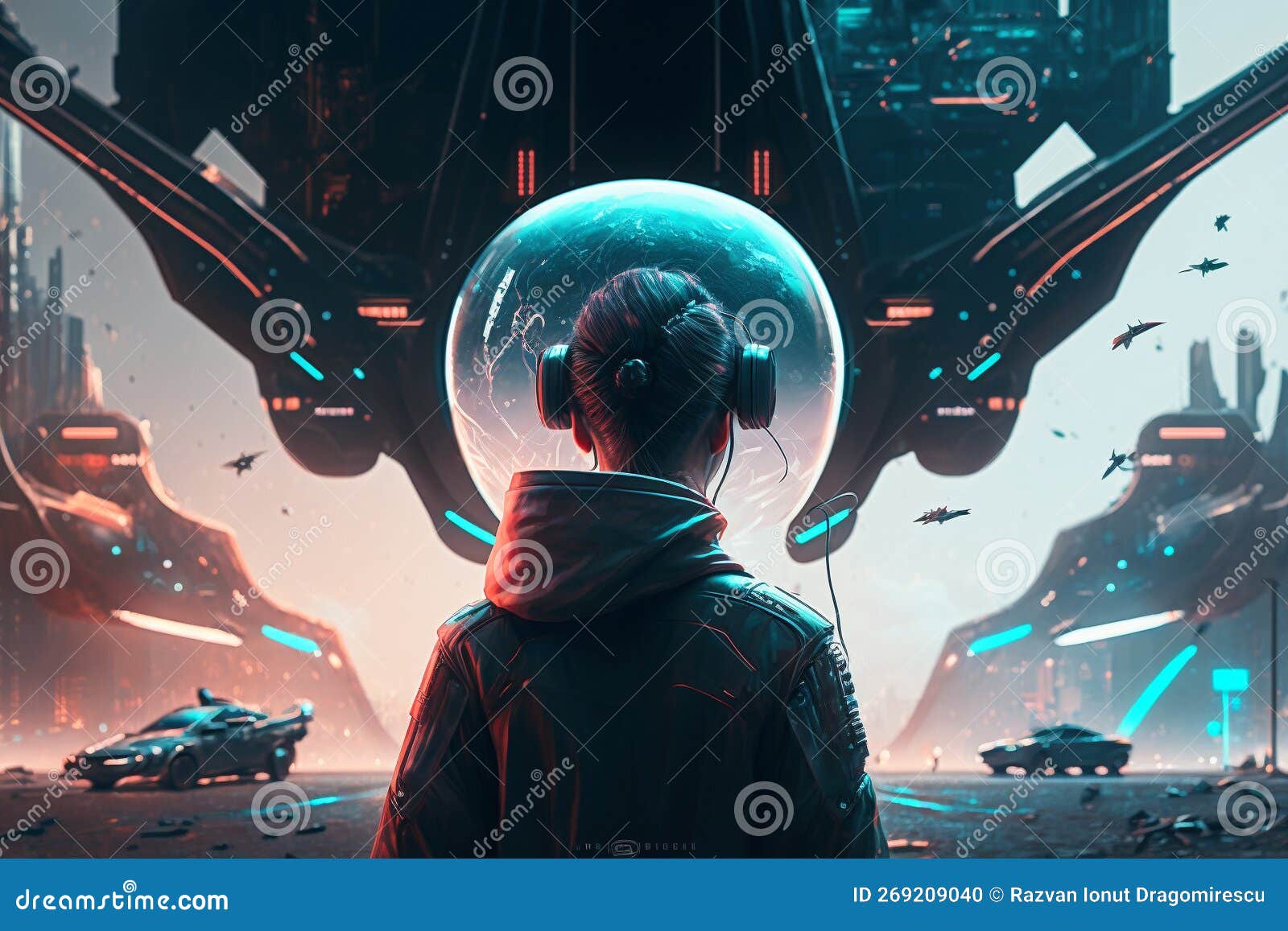 Futuristic Scenery with 3D Elements, Featuring Advanced Buildings and ...