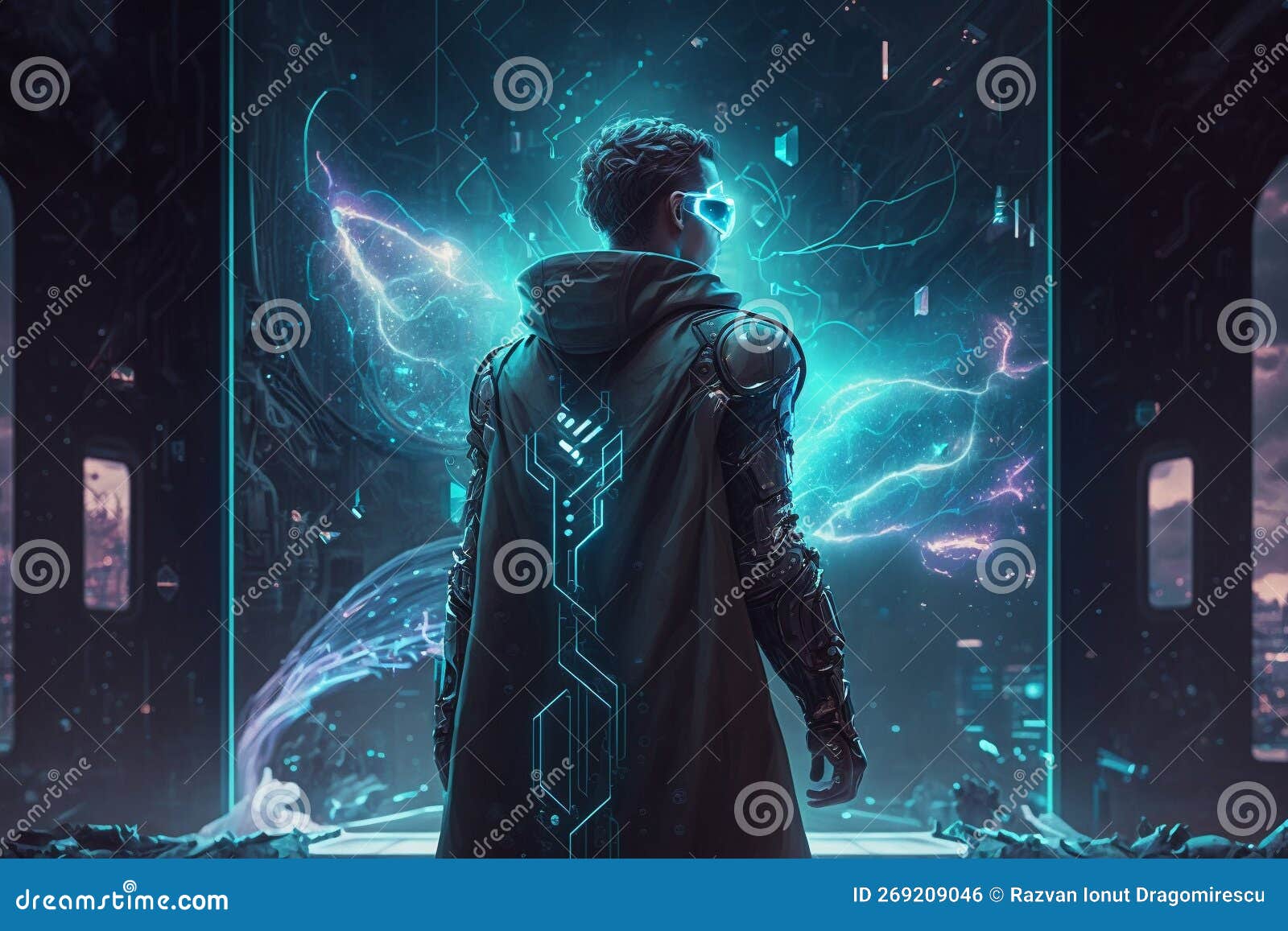 Futuristic Scenery with 3D Elements, Featuring Advanced Buildings and ...