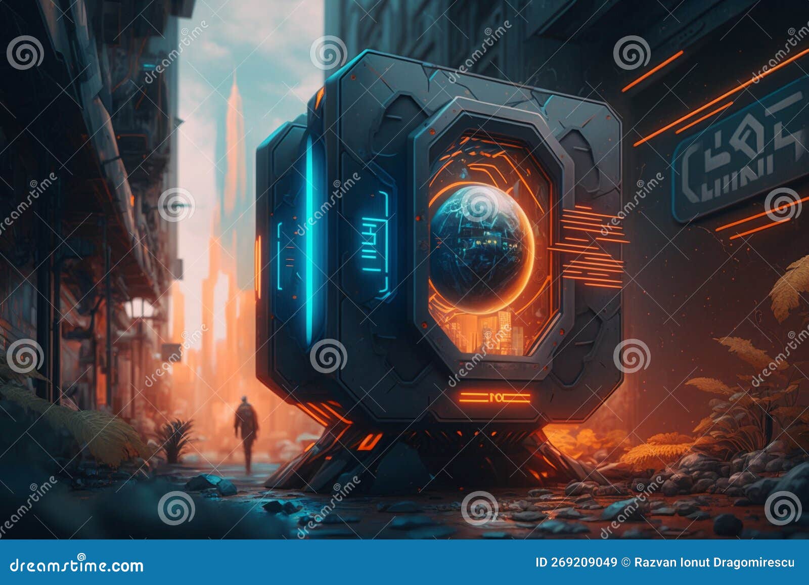 Futuristic Scenery with 3D Elements, Featuring Advanced Buildings and ...