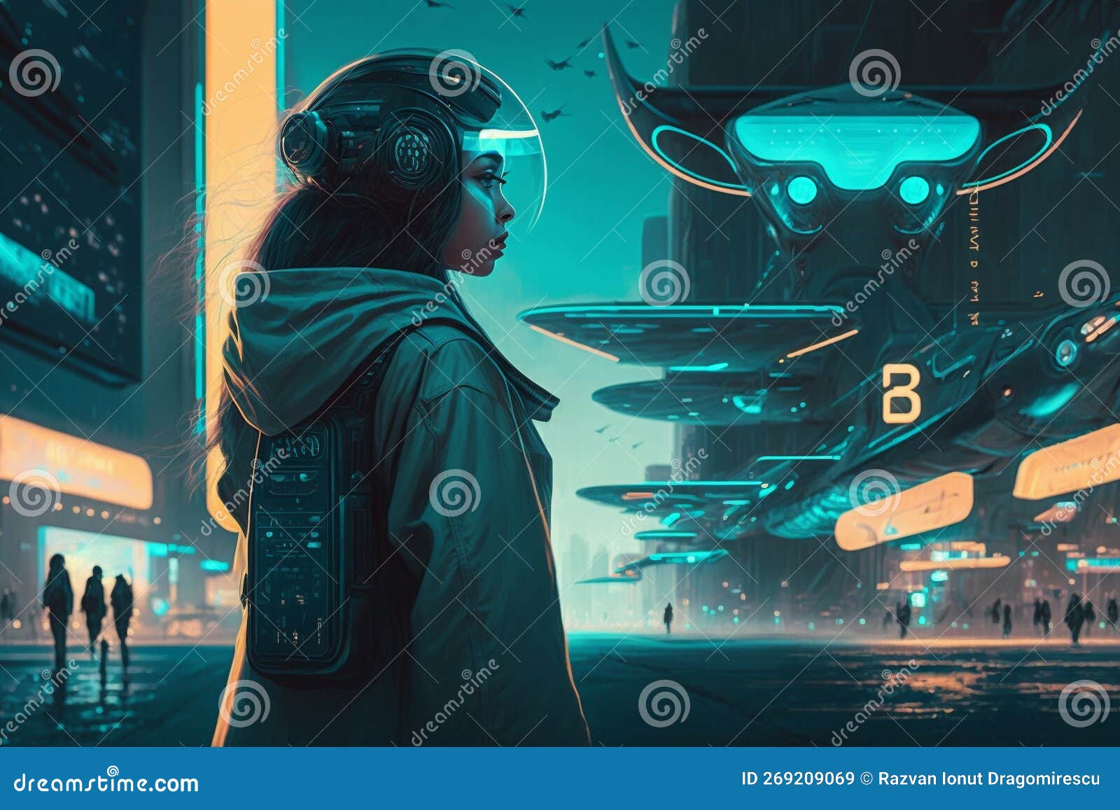 Futuristic Scenery with 3D Elements, Featuring Advanced Buildings and ...