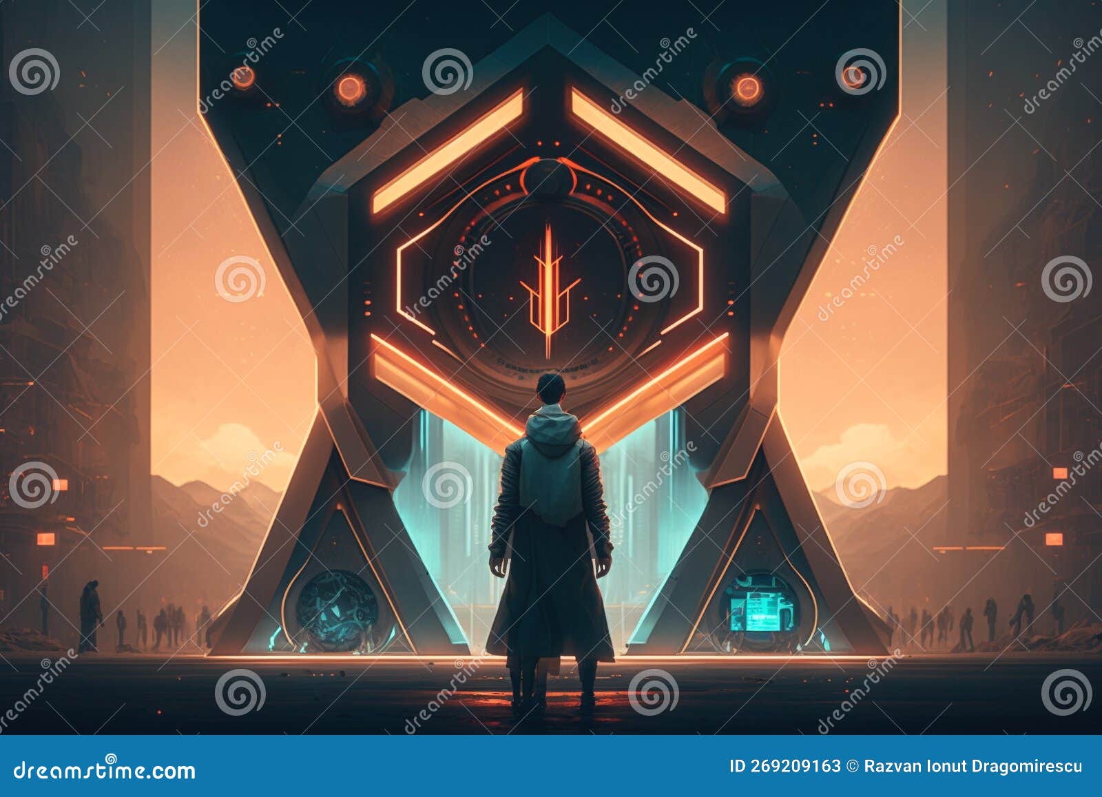 Futuristic Scenery with 3D Elements, Featuring Advanced Buildings and ...