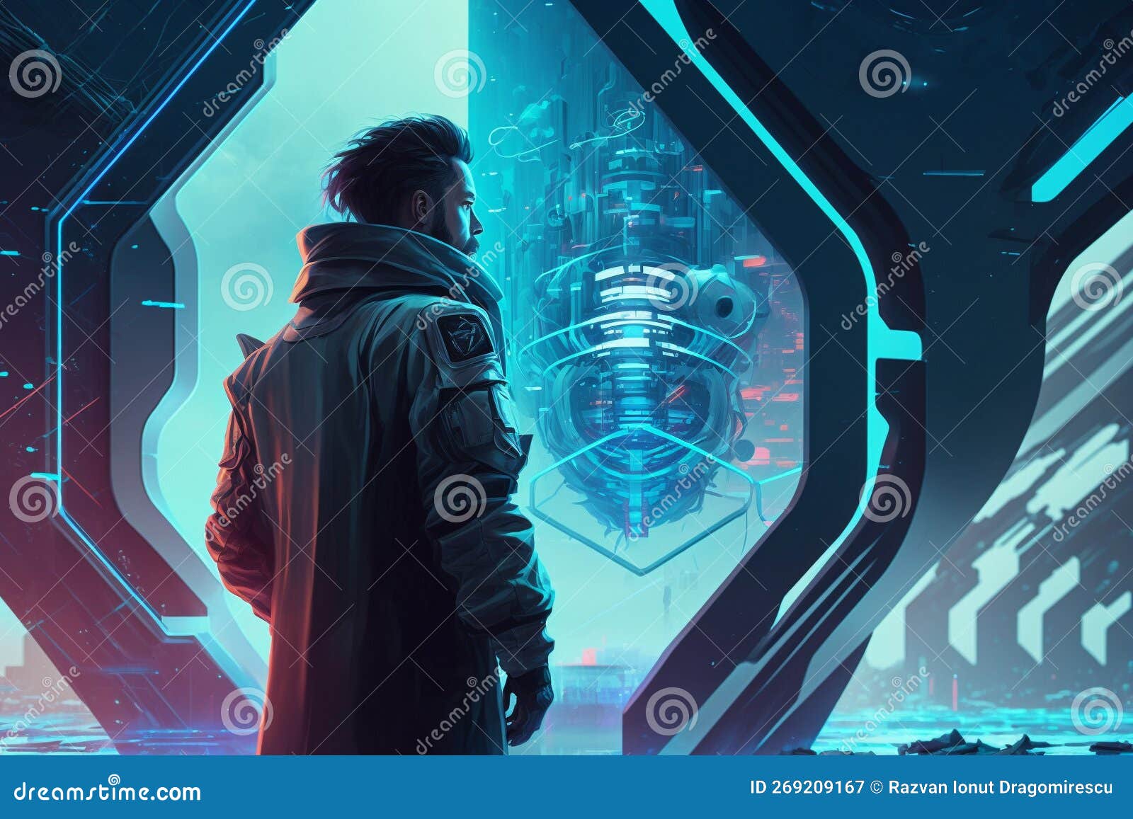 Futuristic Scenery with 3D Elements, Featuring Advanced Buildings and ...