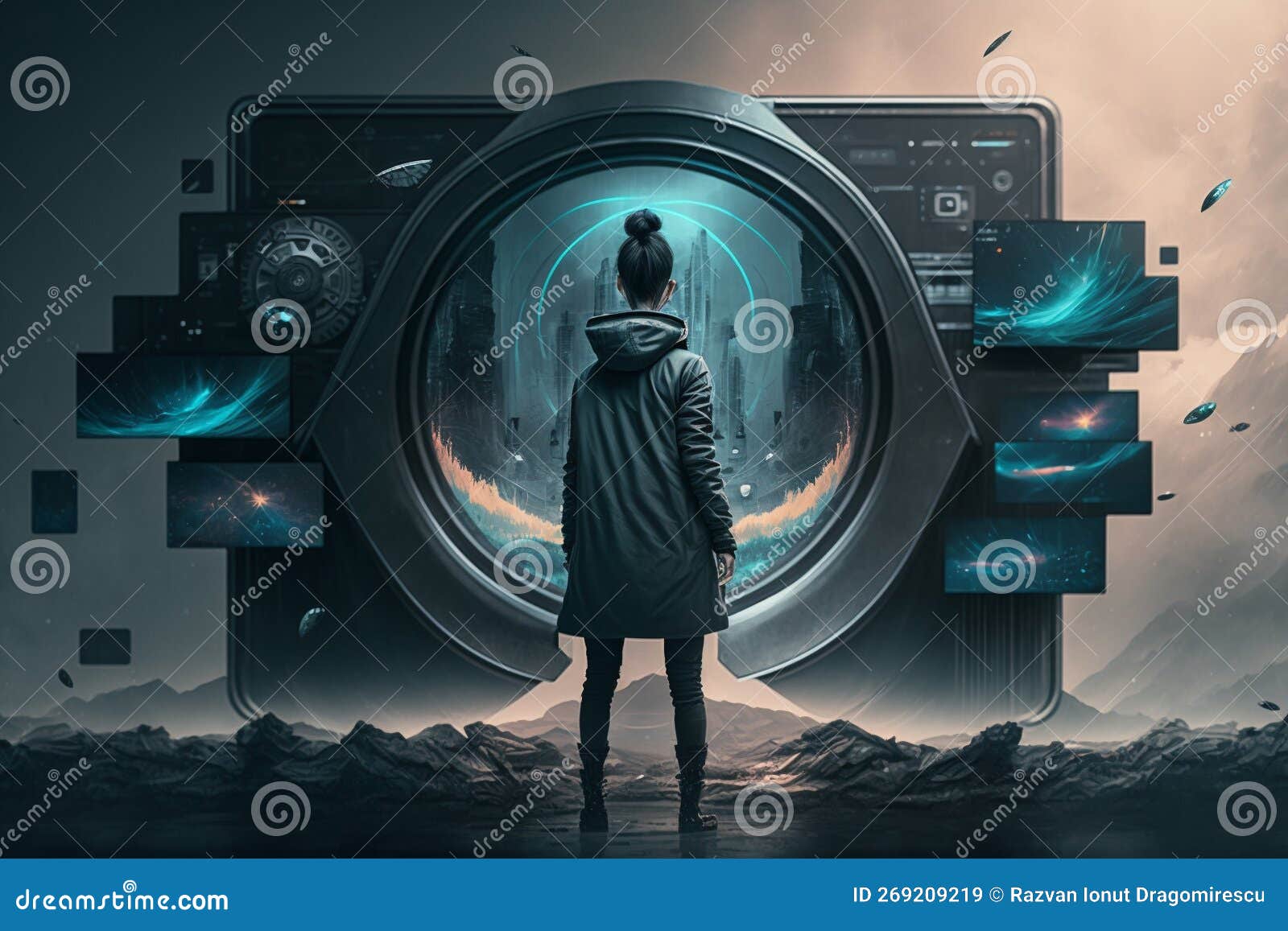 Futuristic Scenery with 3D Elements, Featuring Advanced Buildings and ...