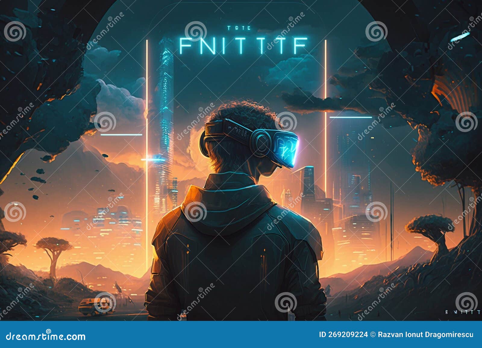 Futuristic Scenery with 3D Elements, Featuring Advanced Buildings and ...