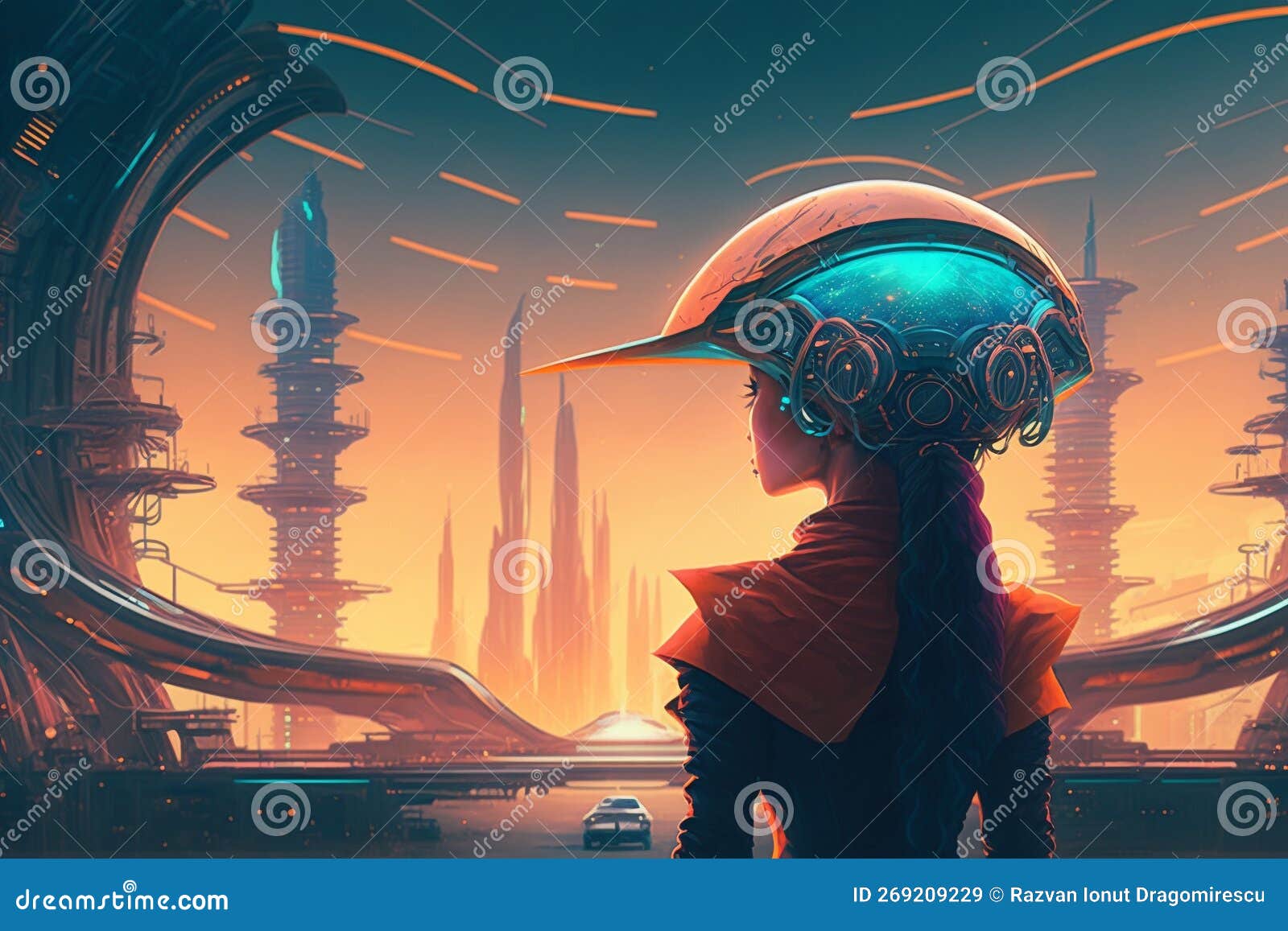 Futuristic Scenery with 3D Elements, Featuring Advanced Buildings and ...