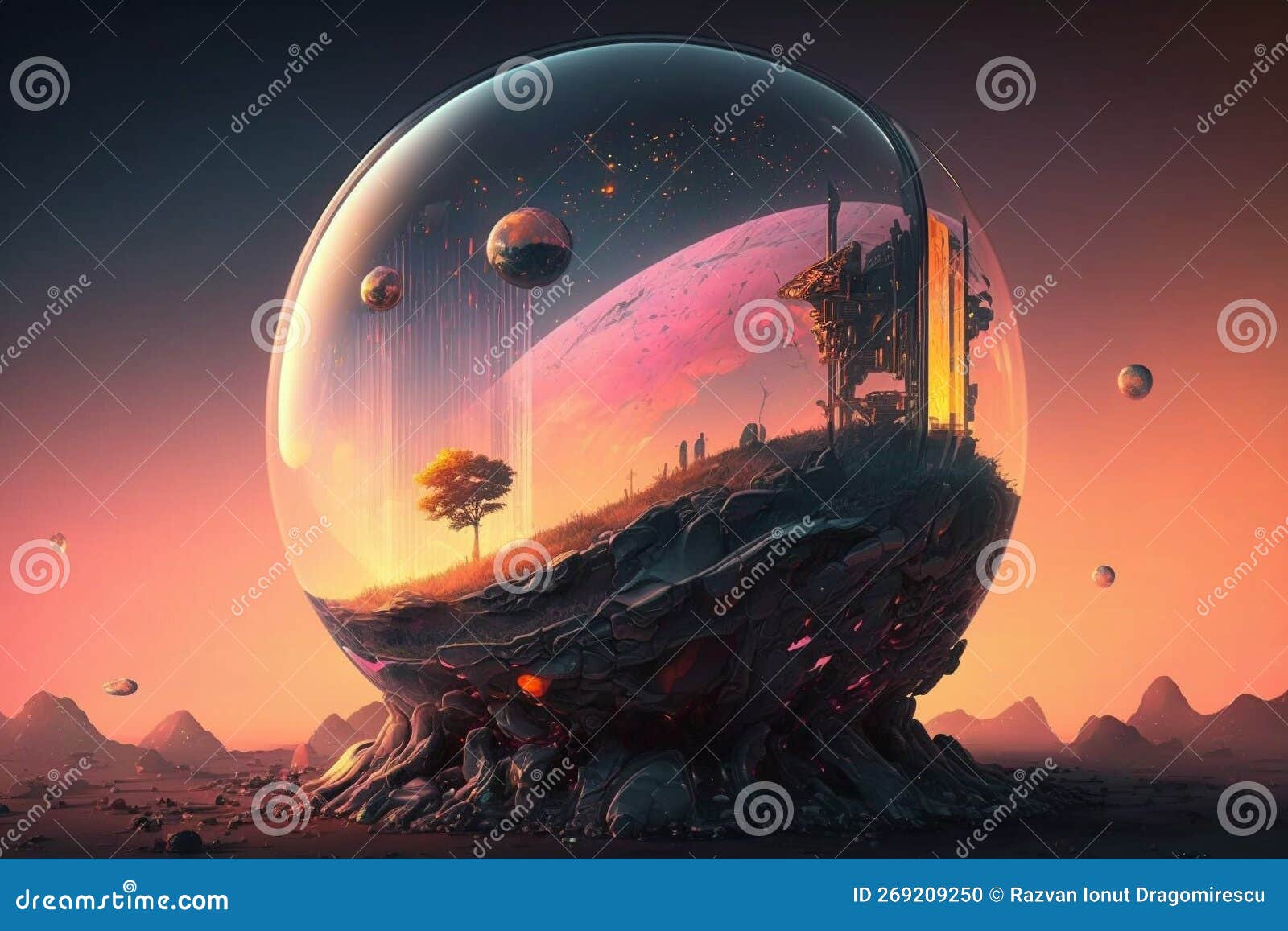 Futuristic Scenery with 3D Elements, Featuring Advanced Buildings and ...