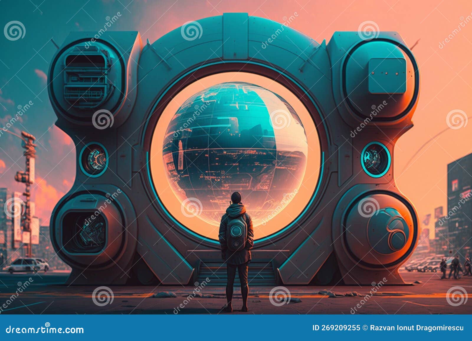 Futuristic Scenery with 3D Elements, Featuring Advanced Buildings and ...