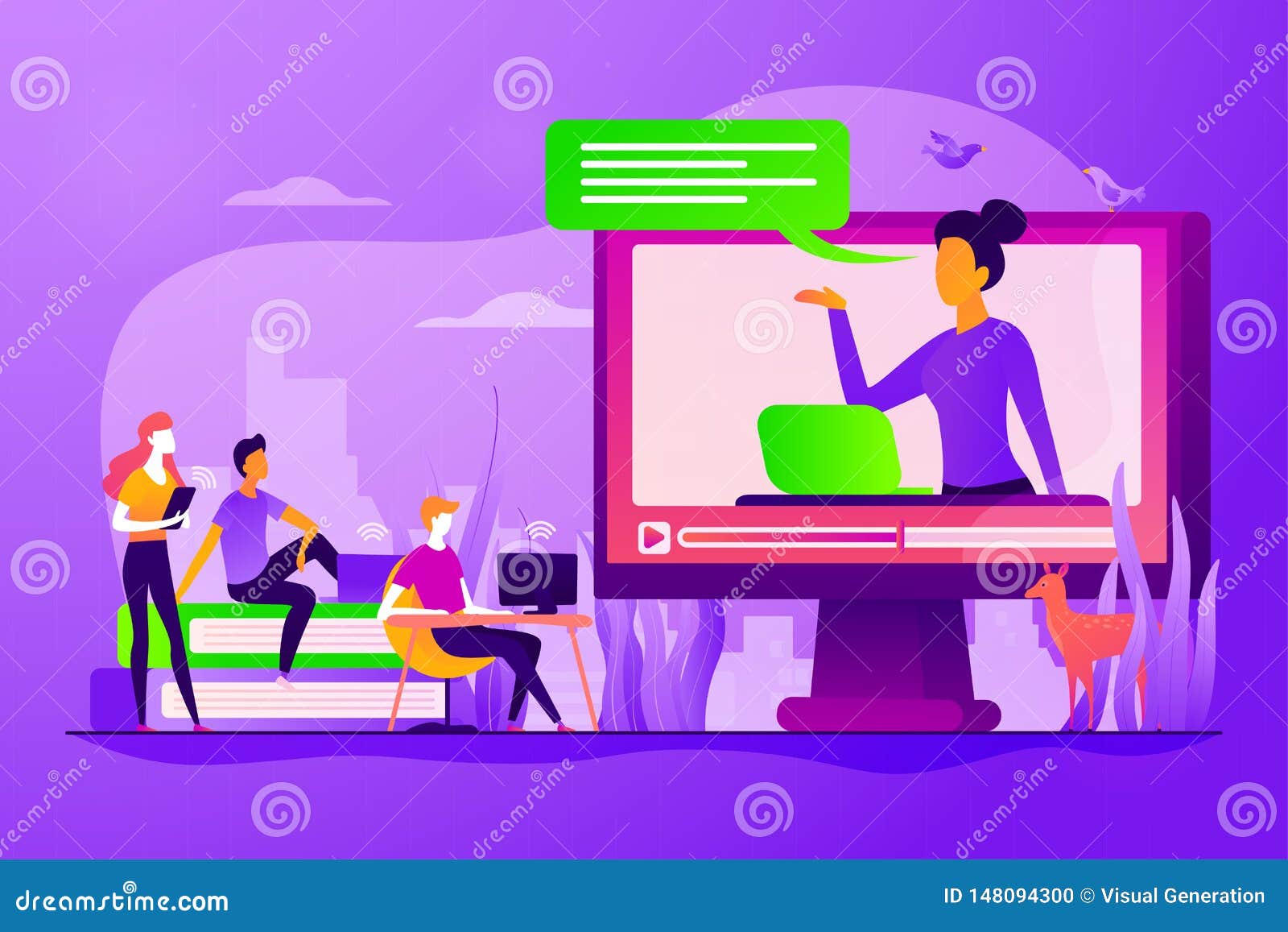 Online Teaching Concept Vector Illustration Stock Vector - Illustration ...