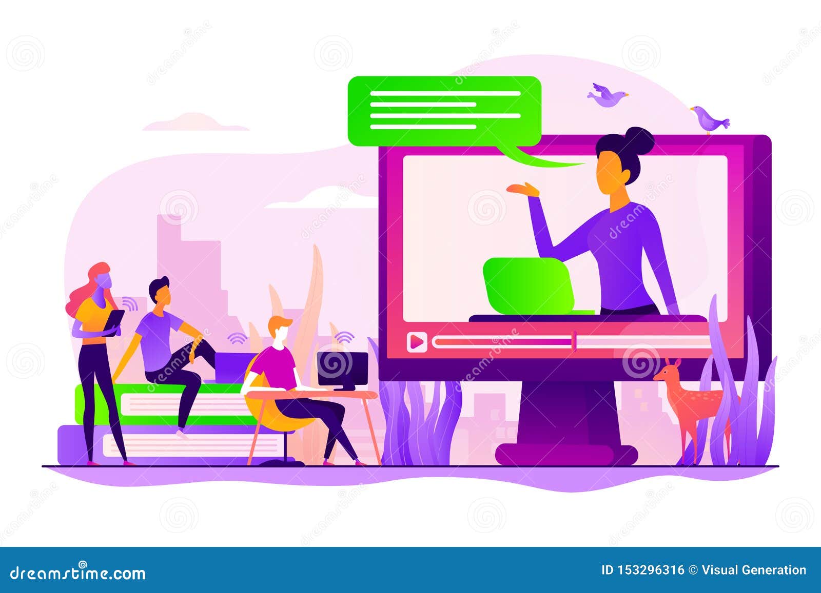 Online Teaching Concept Vector Illustration Stock Vector - Illustration ...