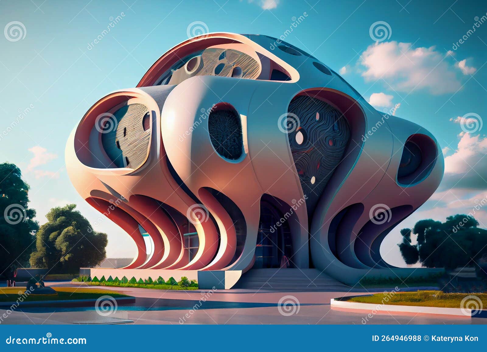 Futuristic School Building, Ai Illustration. Futuristic University ...