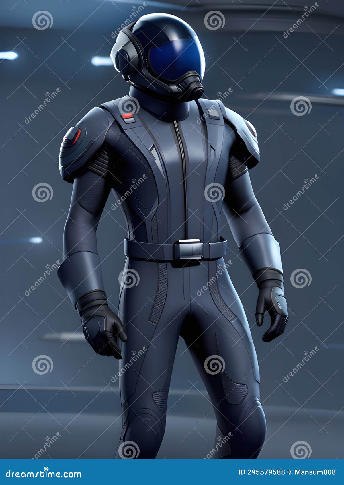 Futuristic Sci Fi Alien in Black Suit Stock Illustration - Illustration ...