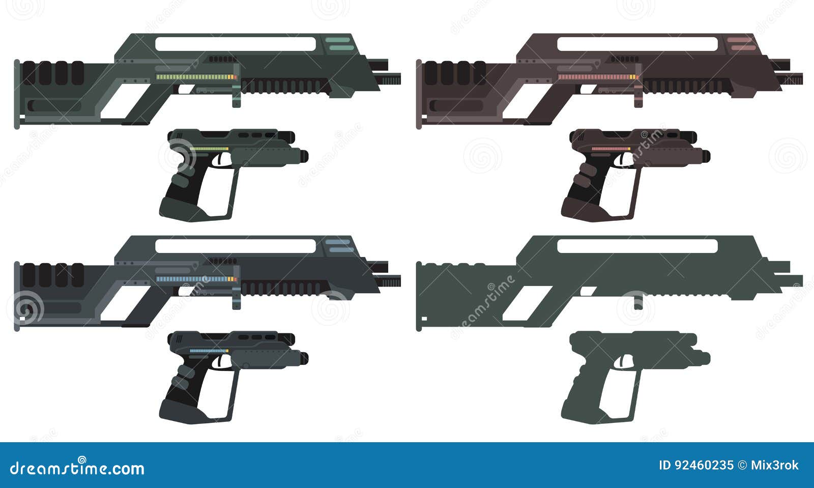 Futuristic Sci-Fi Assault Beam Rifle And Pistol Cartoon Vector ...